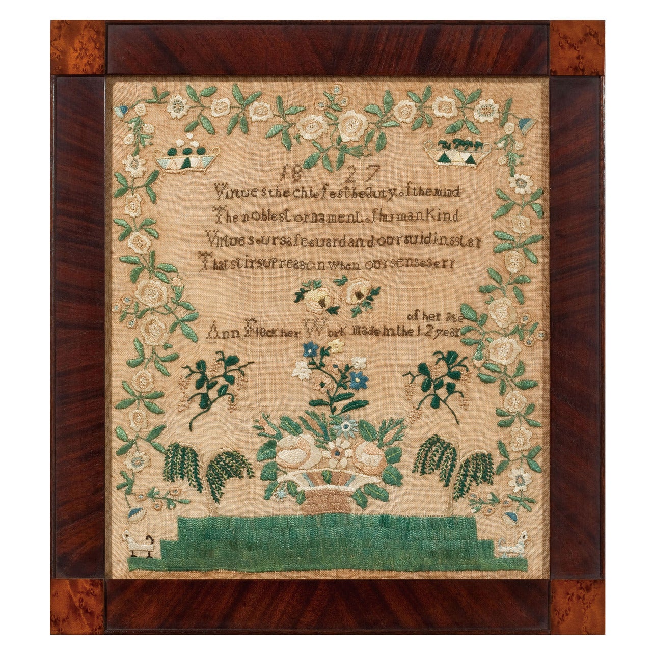 Excellent Pennsylvania Sampler Dated 1827 at 1stDibs