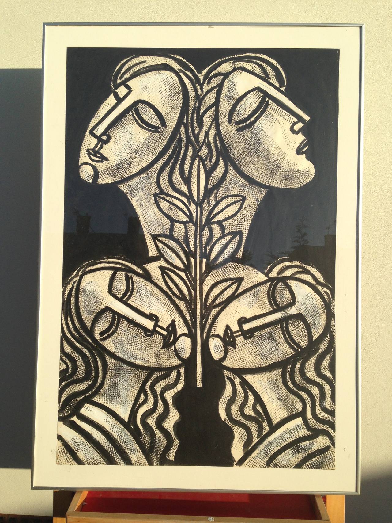 Tibor Jankay Painting, "Four Woman with Olive Branch" For Sale at 1stDibs