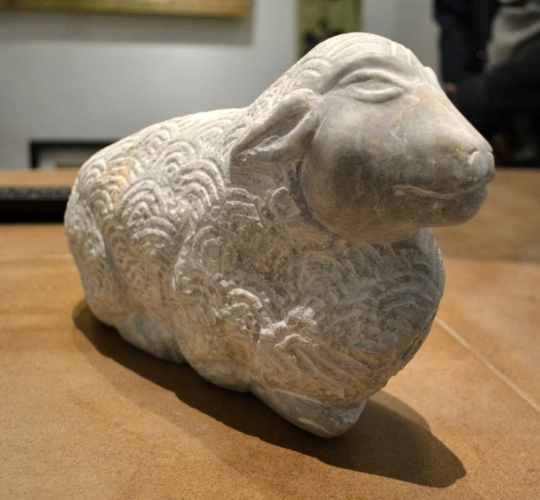 White Alabaster Sheep Sculpture at 1stDibs