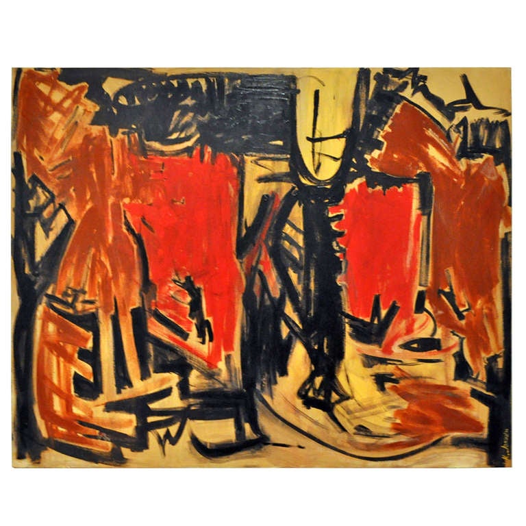 Red, Black and Tan Abstract by Kenneth Joaquin at 1stDibs