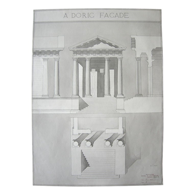 A Doric Facade Rendering For Sale at 1stDibs