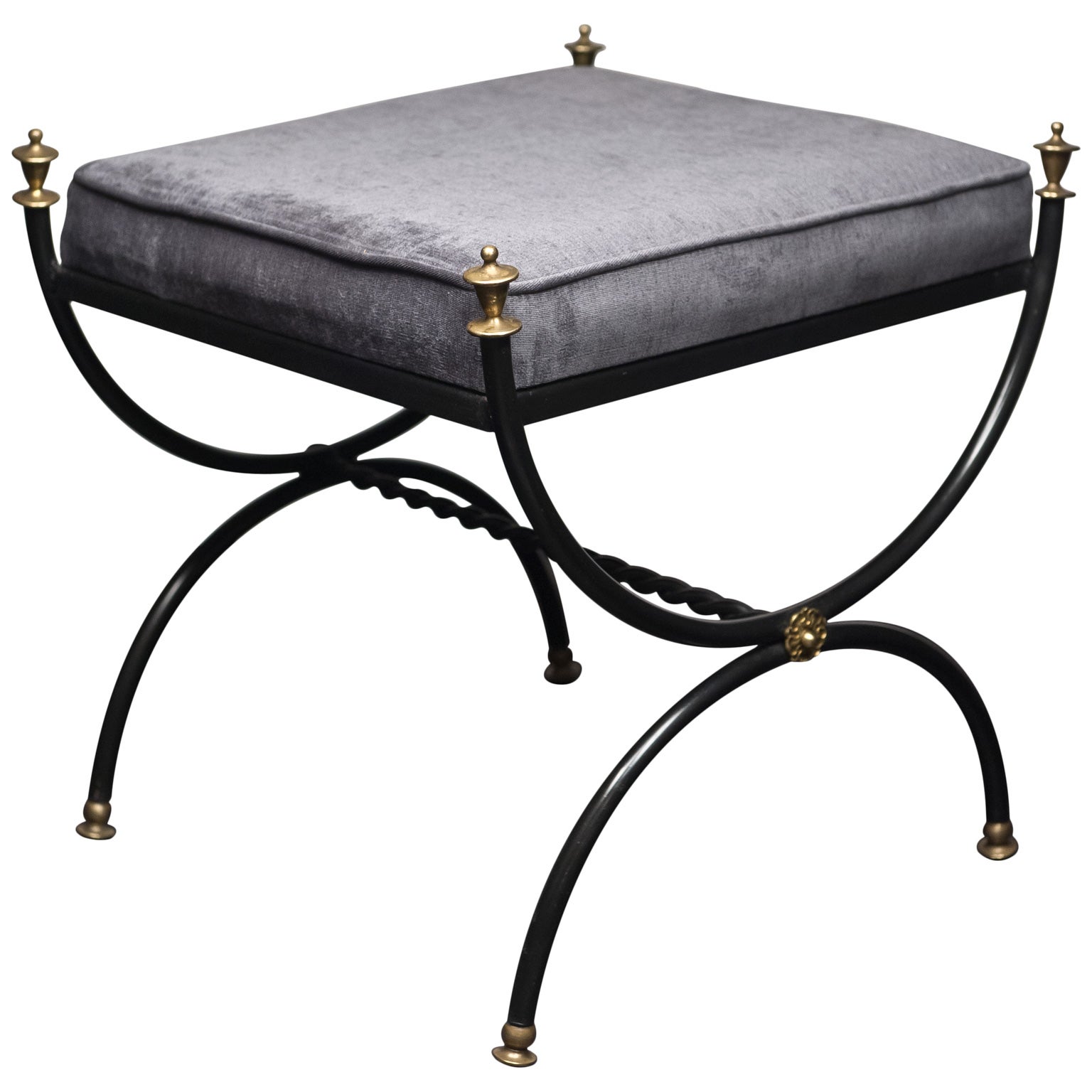 Vintage Forged Iron and Brass Curule Stool at 1stDibs
