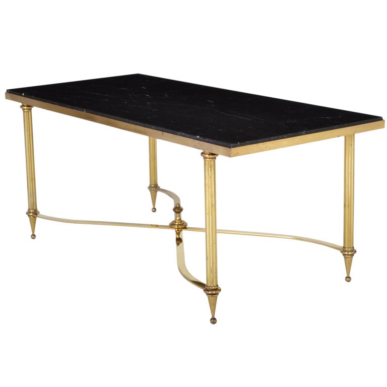 Vintage Marble Top Brass Coffee Table at 1stDibs