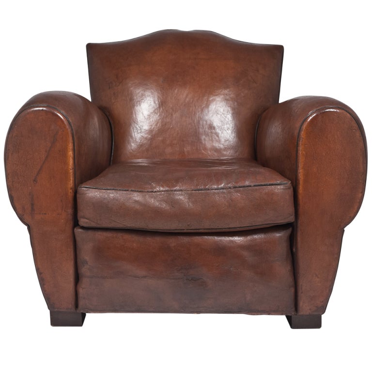 The Last French Art Deco "Moustache" Leather Club Chair at 1stDibs
