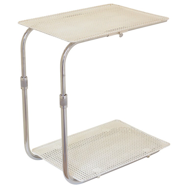 Perforated Metal and Chrome Tray Table by Mategot at 1stDibs