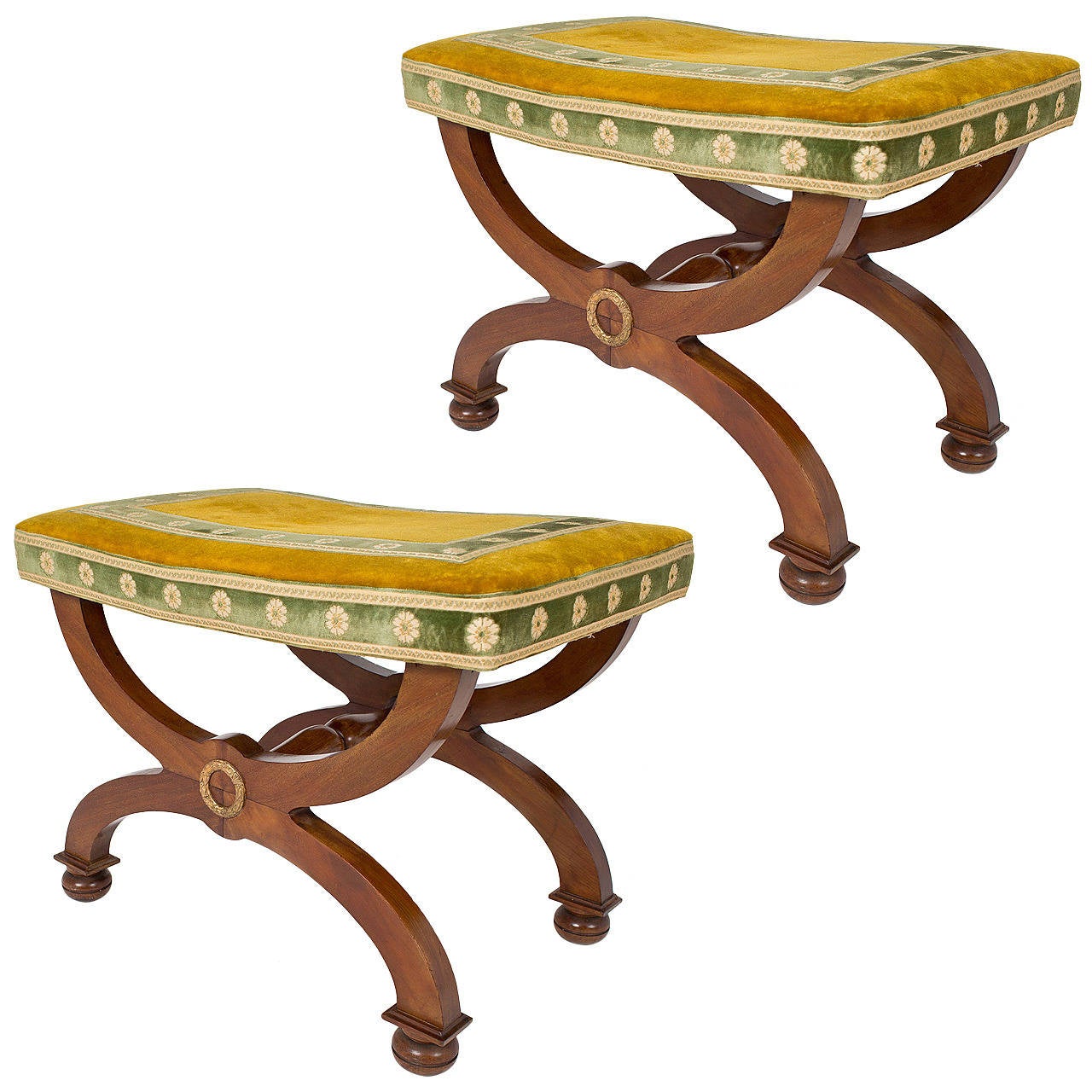 French Restauration Pair of Stools at 1stDibs