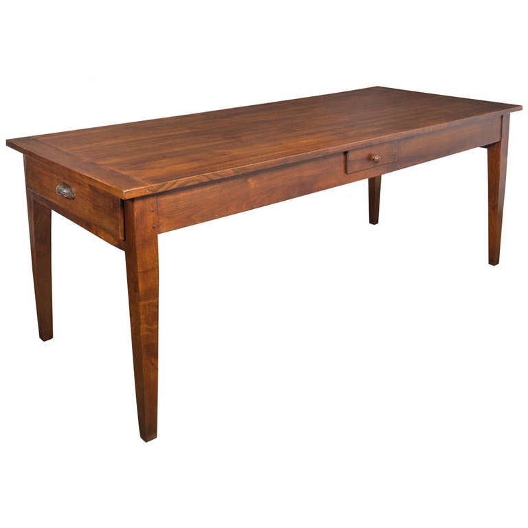 French Antique Solid Oak Farm Table at 1stDibs