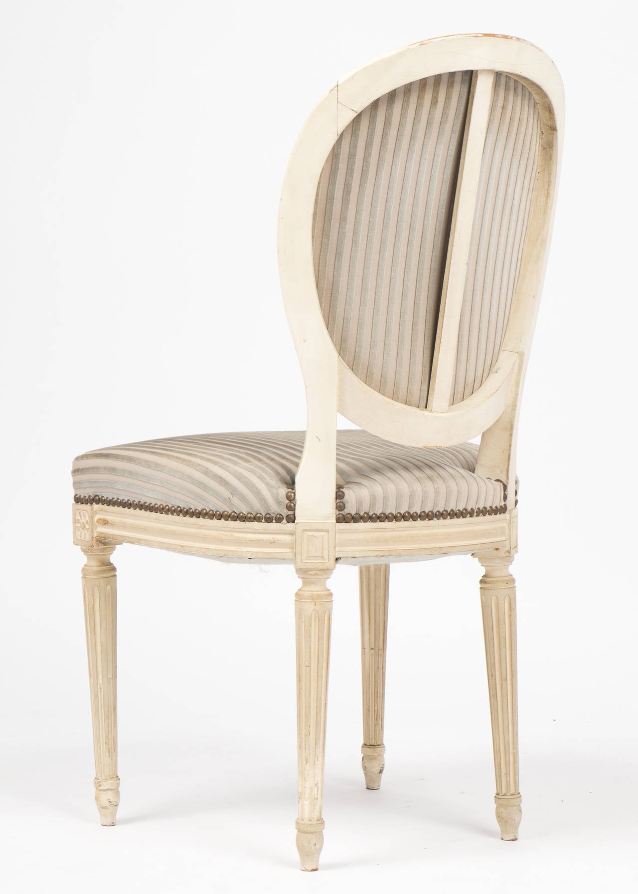 Louis XVI Set of Four Striped Velvet Chairs at 1stDibs