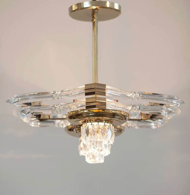 Italian Vintage Glass and Brass Ceiling Fixture at 1stDibs