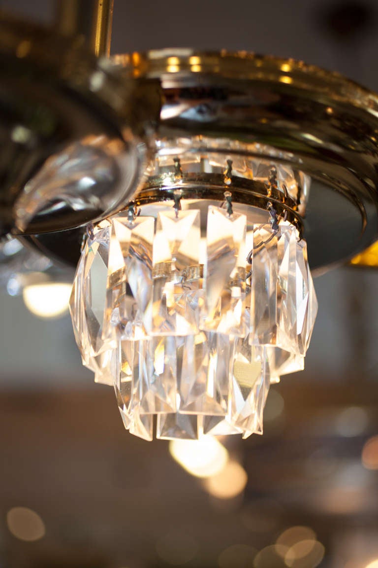 Italian Vintage Glass and Brass Ceiling Fixture at 1stDibs