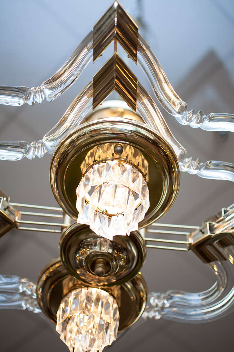 Italian Vintage Glass and Brass Ceiling Fixture at 1stDibs