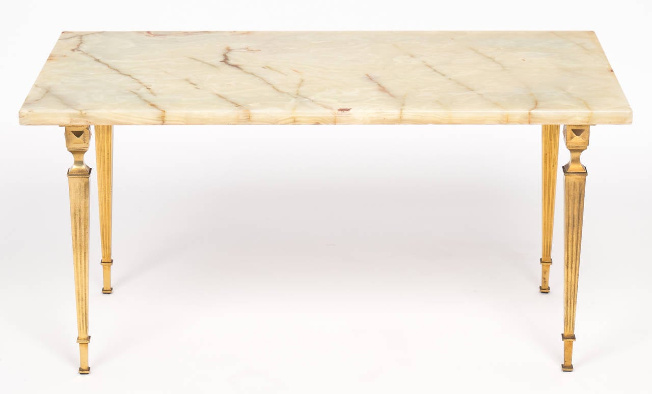 Vintage Onyx Top Bronze Coffee Table at 1stDibs | vintage onyx coffee table