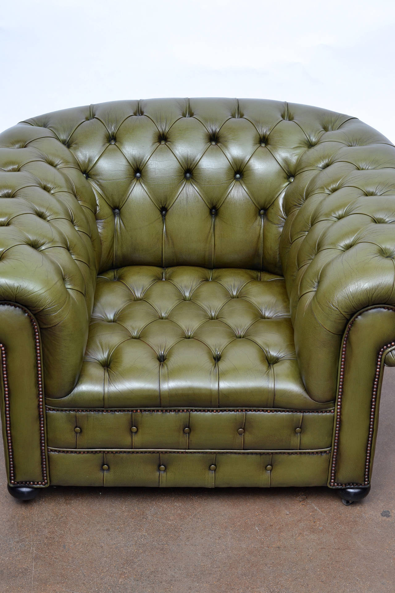 Vintage Pair of Leather Chesterfield Club Chairs at 1stDibs