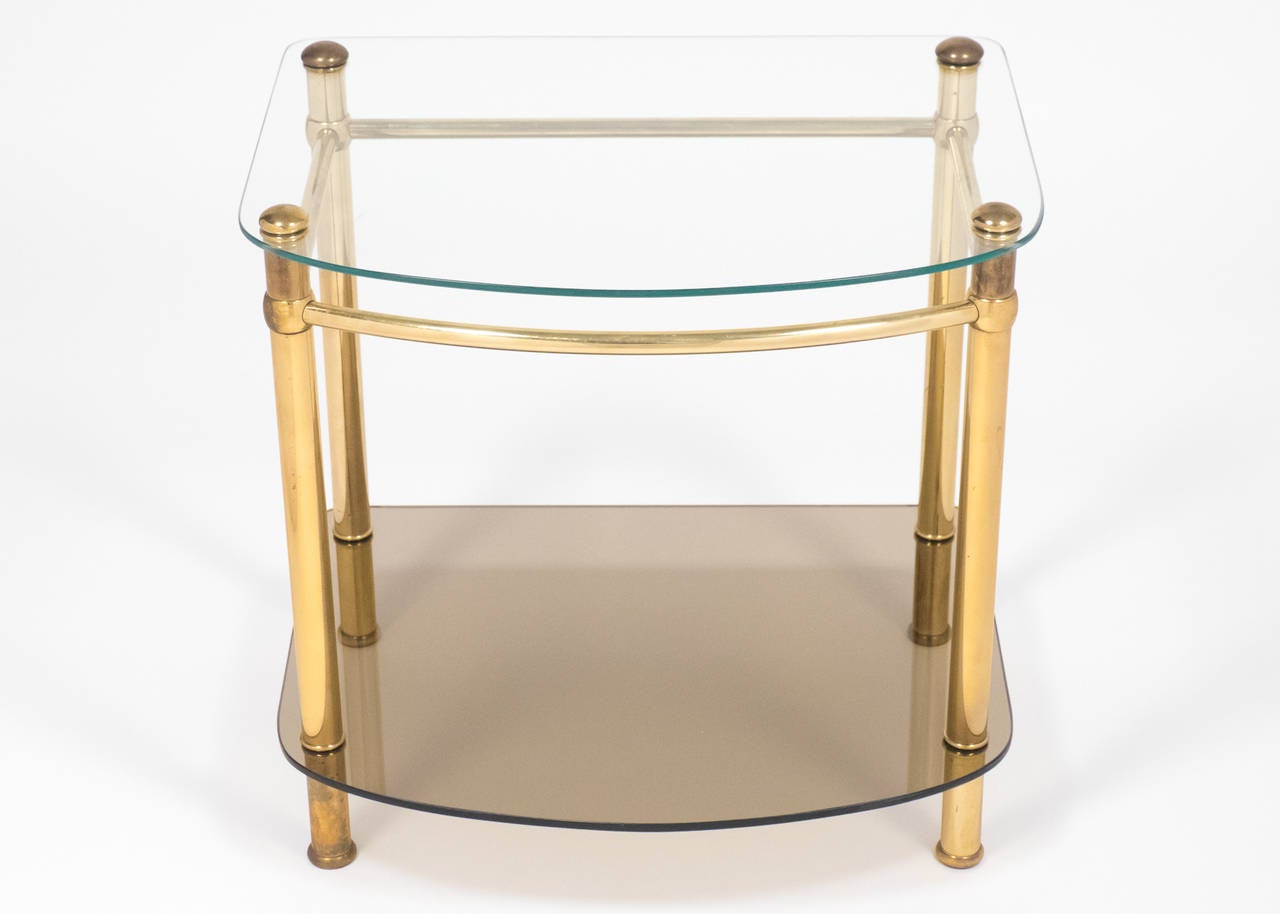 Vintage Pair of Brass and Glass Side Tables at 1stDibs