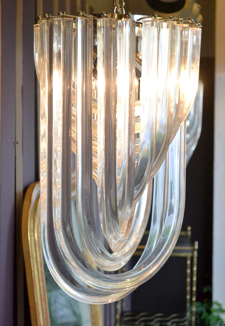 Pair of Murano Glass "Curve" Chandeliers For Sale at 1stDibs | venini ...