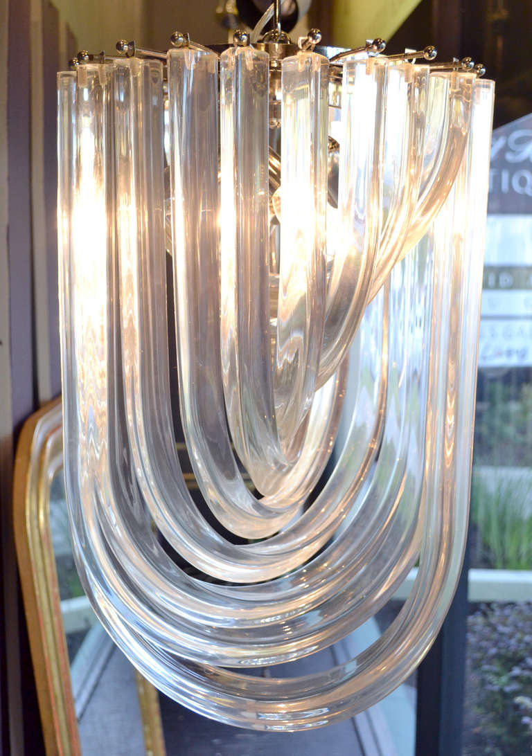 Pair of Murano Glass "Curve" Chandeliers For Sale at 1stDibs | venini ...