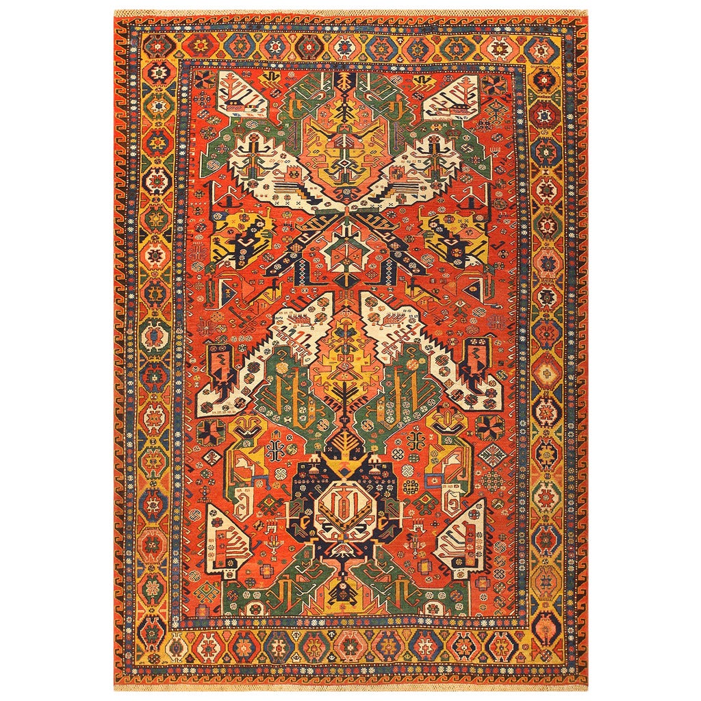 Antique Caucasian Dragon Soumak Rug at 1stDibs