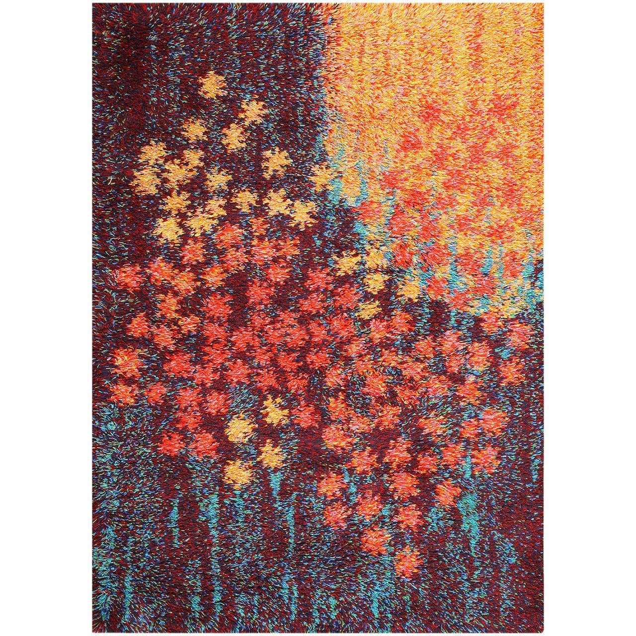 Lovely Vintage Scandinavian Rya Rug Inspired by Monet at 1stDibs