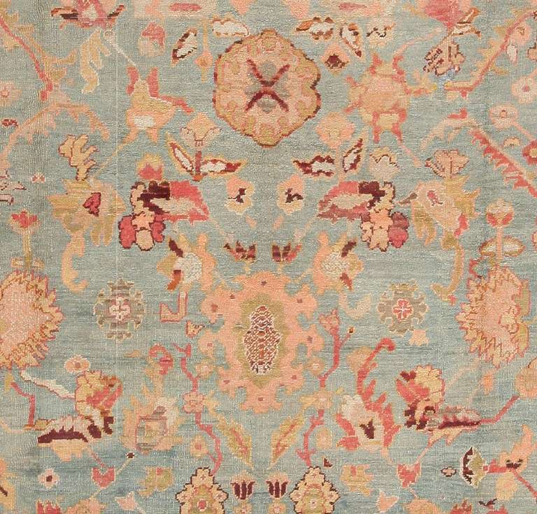 Antique Light Blue Oushak Rug at 1stDibs