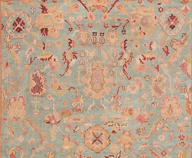 Antique Light Blue Oushak Rug at 1stDibs