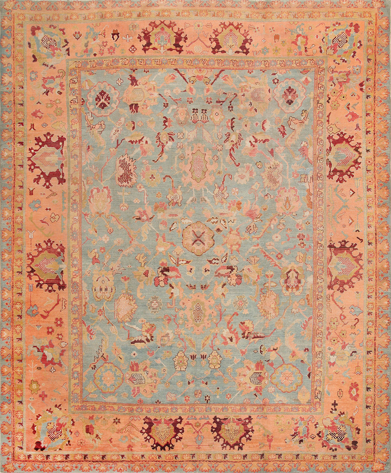 Antique Light Blue Oushak Rug at 1stDibs