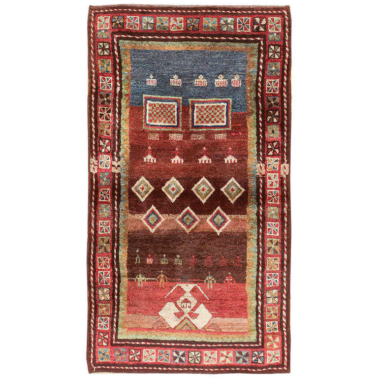 Antique Tribal Nomadic Caucasian Zakatala Rug at 1stDibs