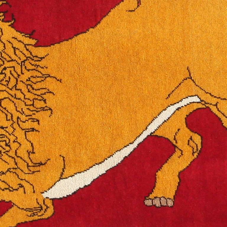 Vintage Persian Qashqai Lion Carpet at 1stDibs