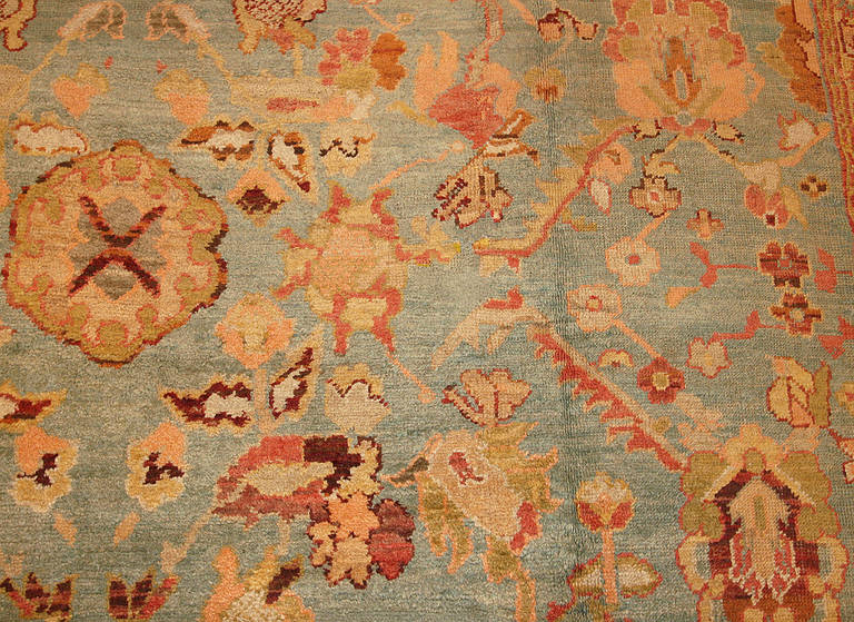 Antique Light Blue Oushak Rug at 1stDibs