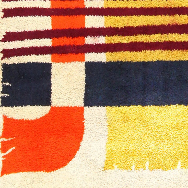 Vintage Scandinavian Rya Rug For Sale at 1stdibs