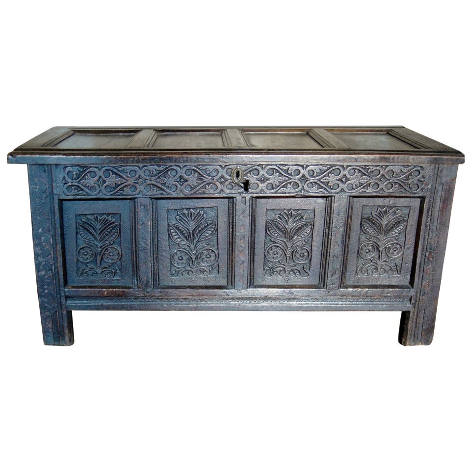 English Carved Trunk at 1stDibs