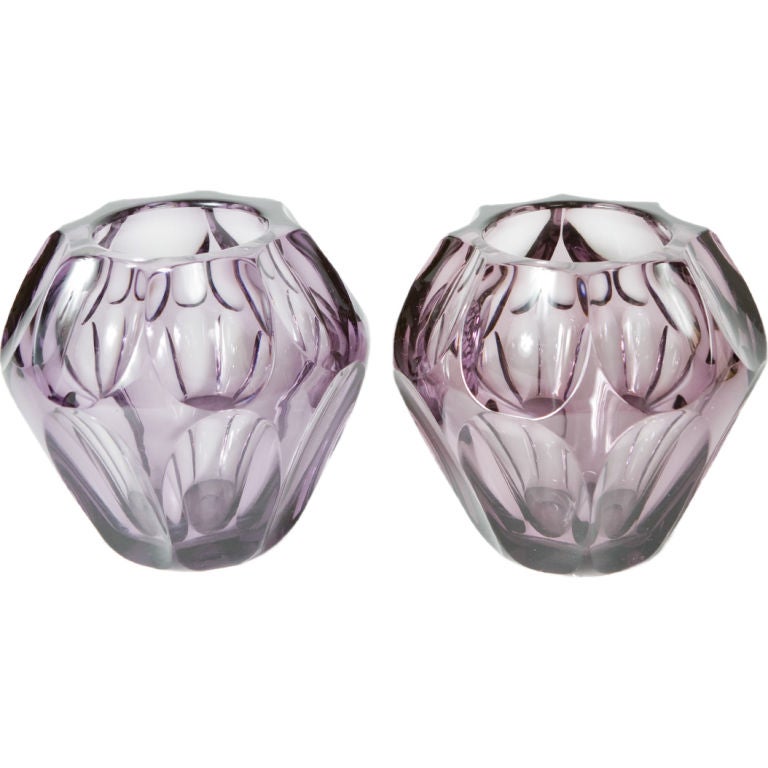 Pair of Amethyst Glass Vases at 1stDibs