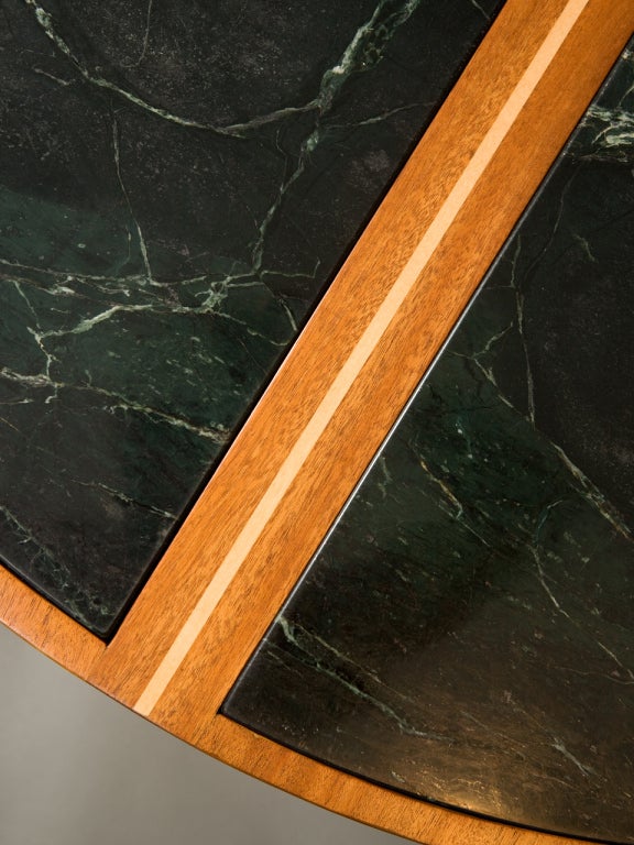 Round Coffee Table with Green Marble Top at 1stDibs