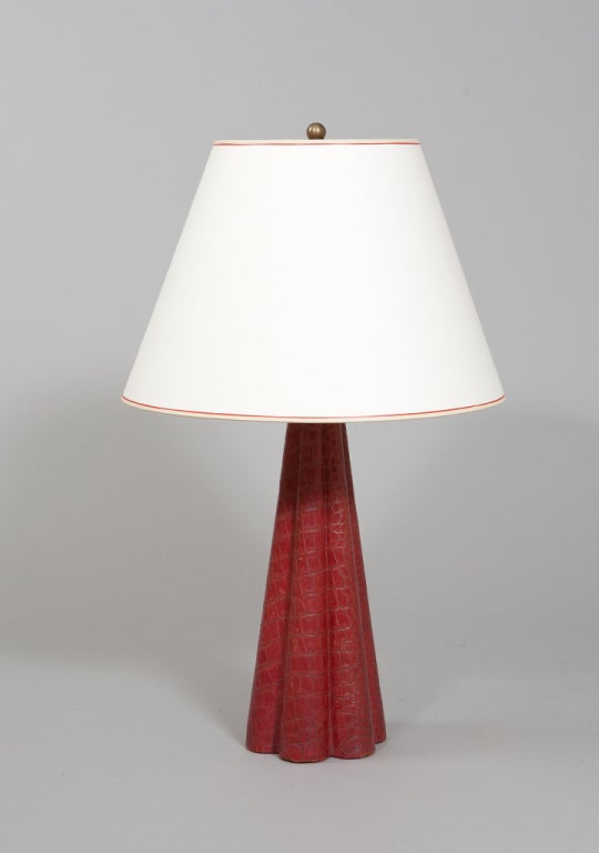 Pair of Red Alligator Lamps at 1stdibs