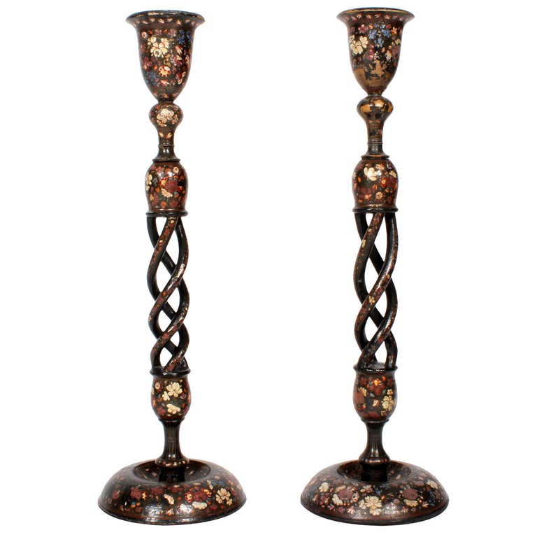 Pair of Kashmiri Candlesticks at 1stDibs