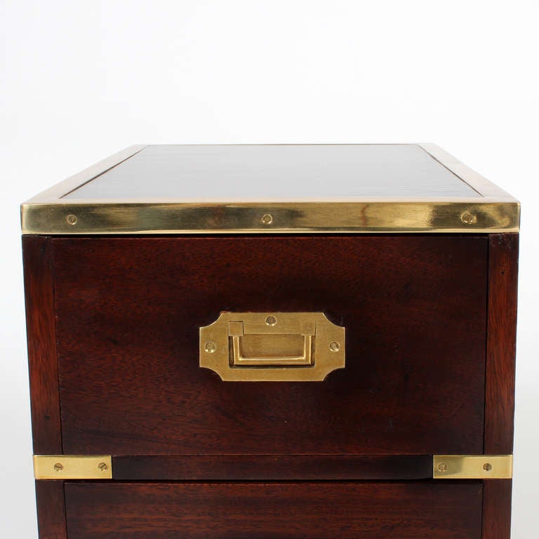 Pair of Campaign Style Small Chests, Nightstands or Tables at 1stDibs