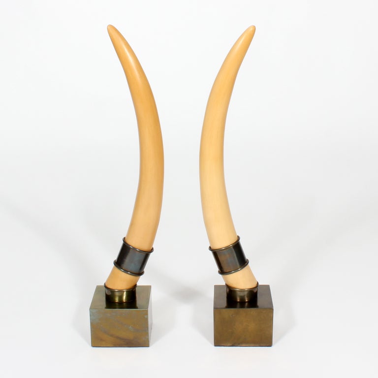 Pair of Brass Mounted Faux Elephant Tusks by Chapman at 1stDibs | fake ...