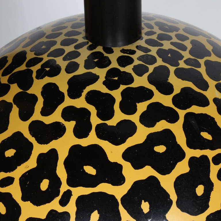 Pair of Painted Leopard Print Pendant Lights For Sale at 1stDibs