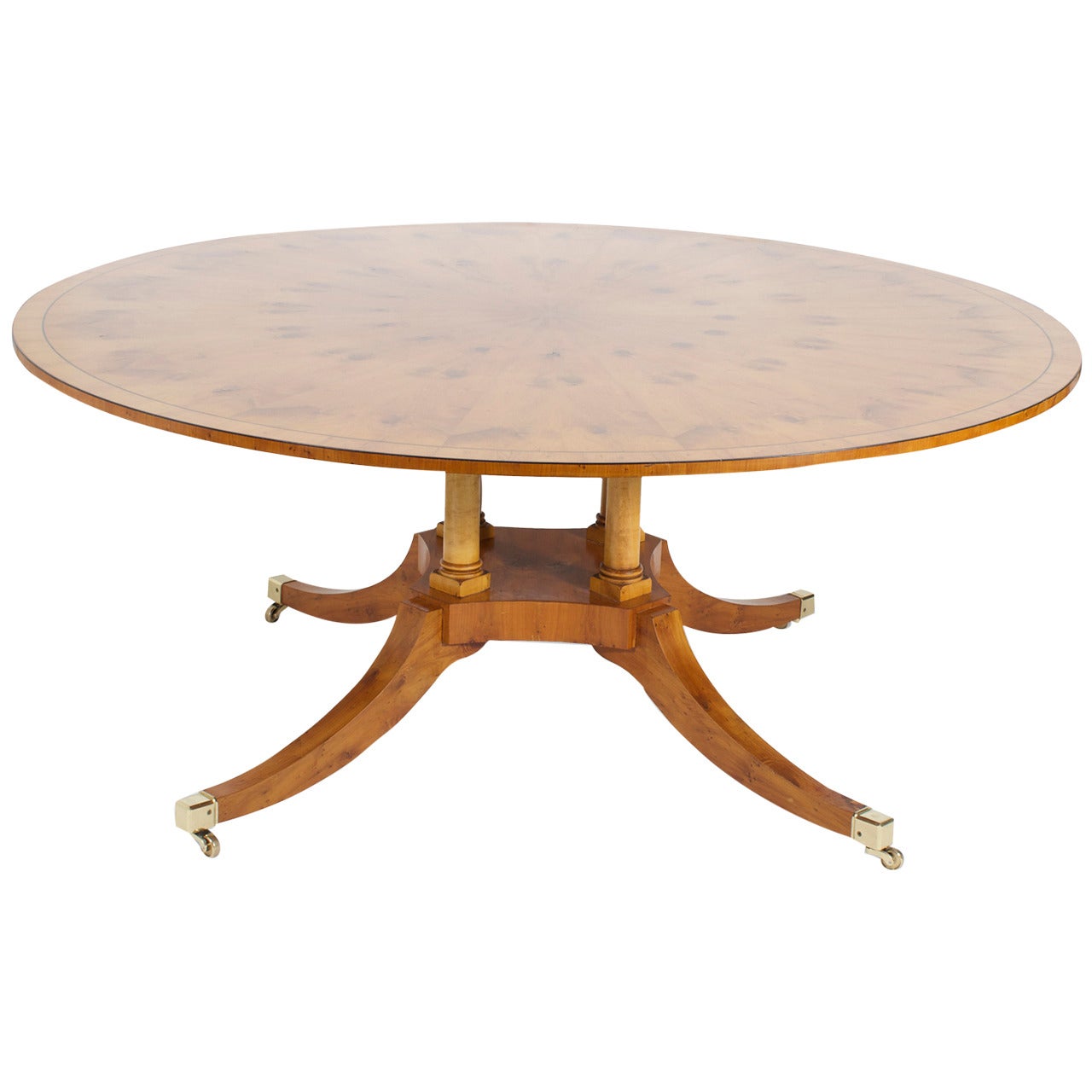 20th Century Round Yew Wood, Regency Style Dining Table at 1stDibs