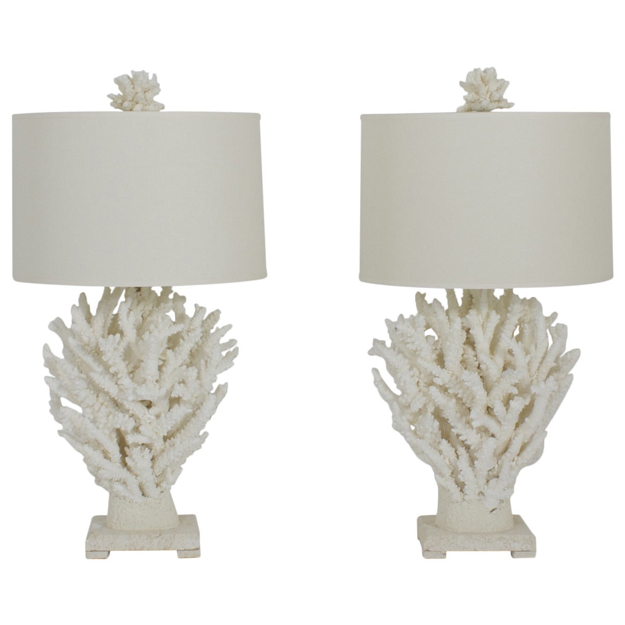 Pair of Custom White Branch Coral Lamps at 1stDibs
