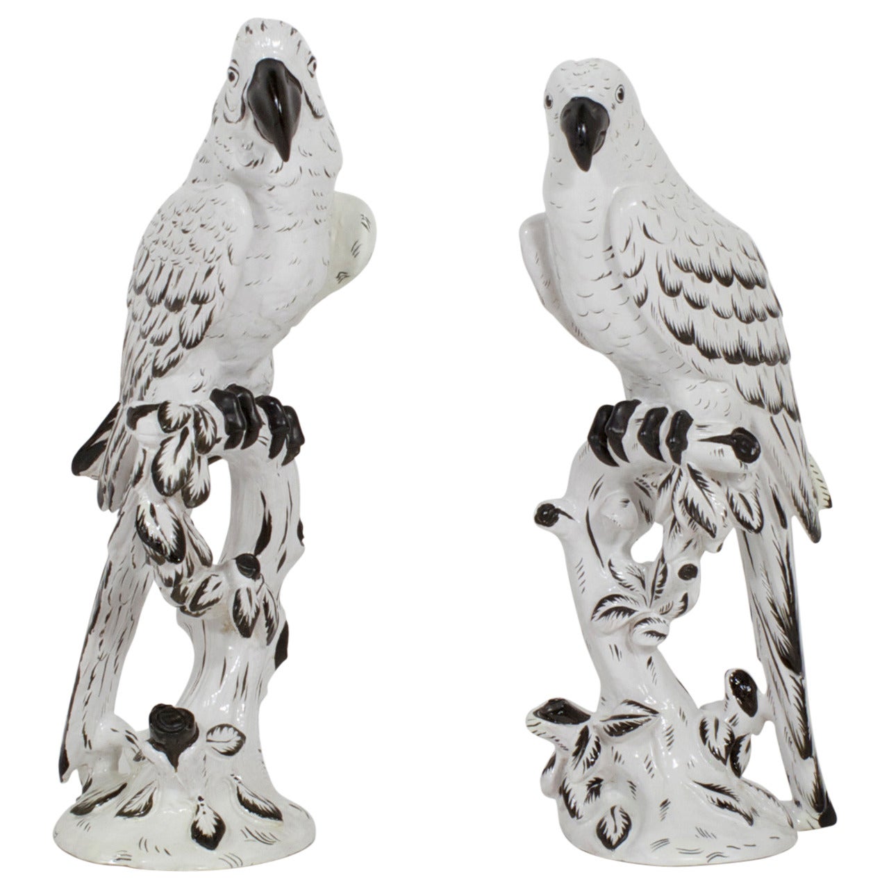 Italian Majolica Parrots - 2 For Sale on 1stDibs