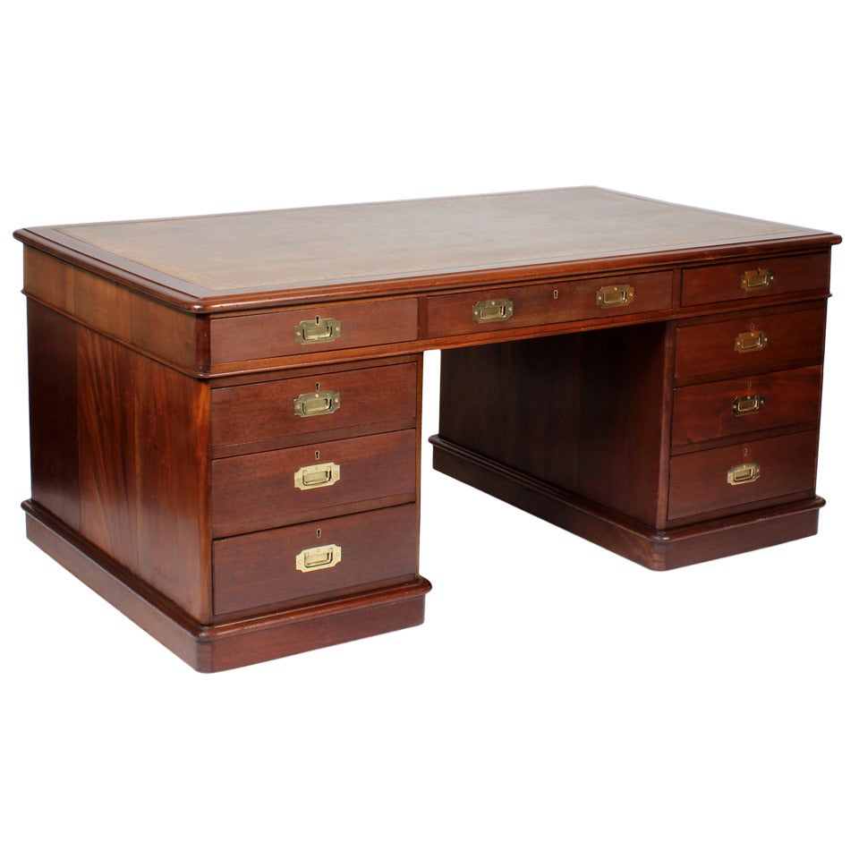 Large Mahogany 19th C. 3 Part Campaign Partners Desk at 1stDibs