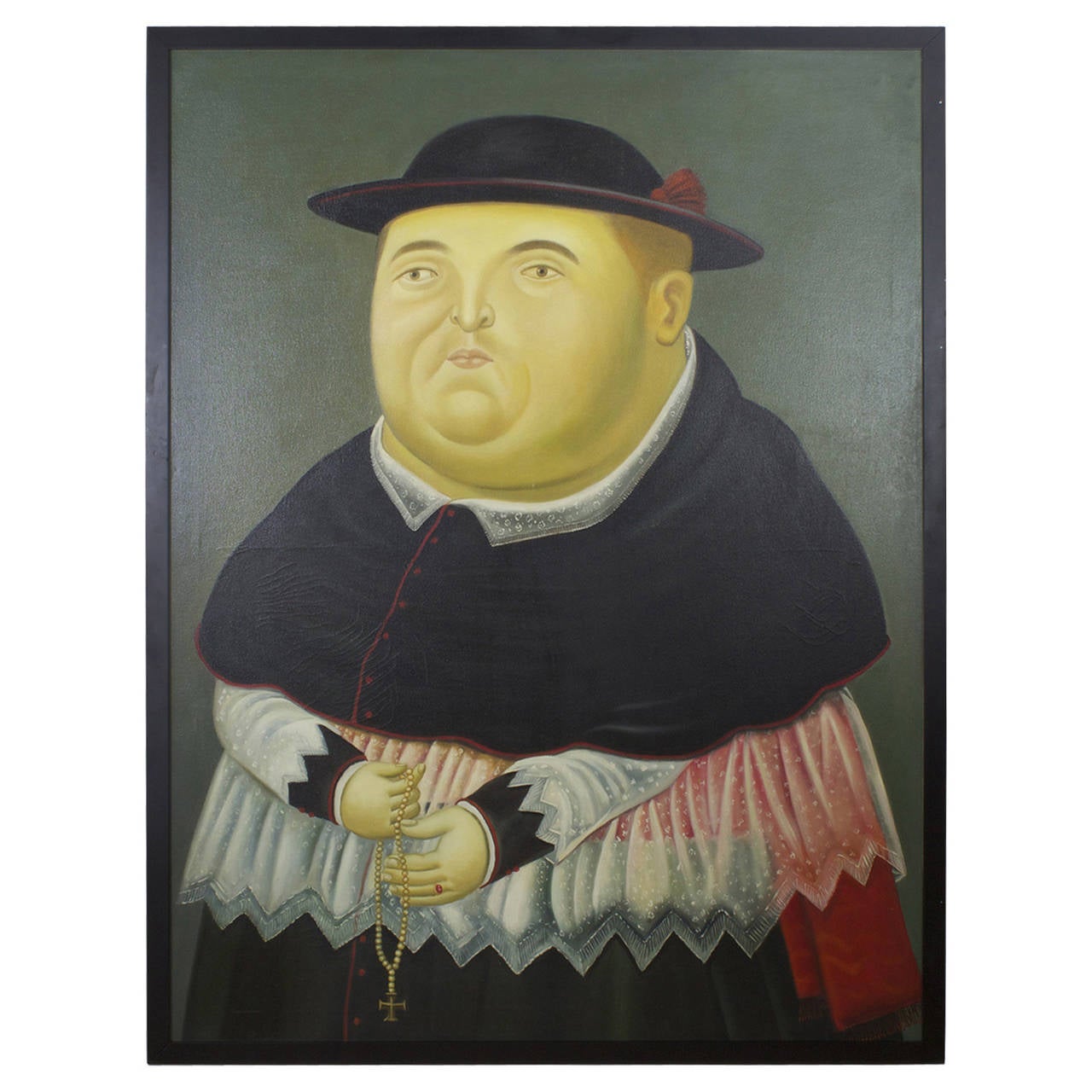 Large Acrylic Painting of a Priest in the Manner of Botero at 1stDibs