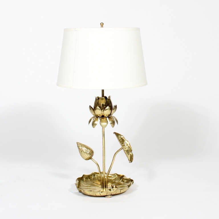 Pair of Stunning Brass Lotus Table Lamps at 1stDibs