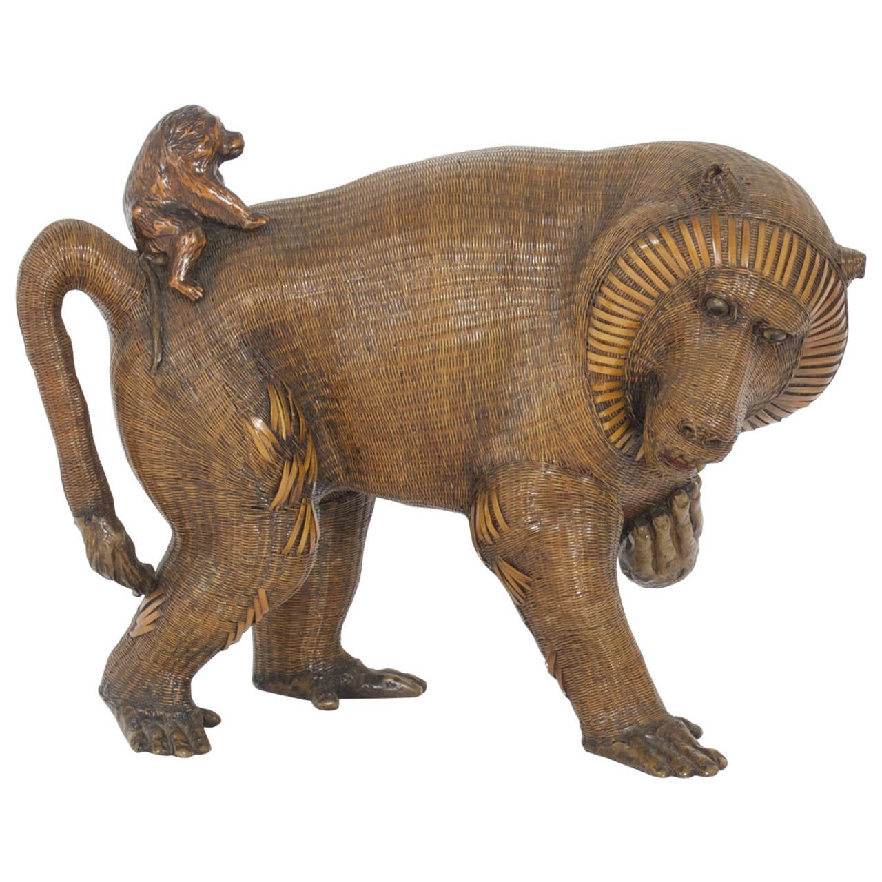 Wicker Monkey or Baboon at 1stDibs | rattan monkey, baboon patio furniture