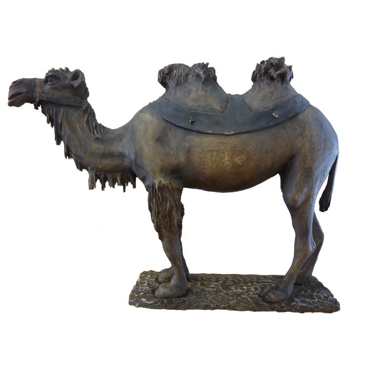 Large Carved and Painted Camel Figure at 1stDibs
