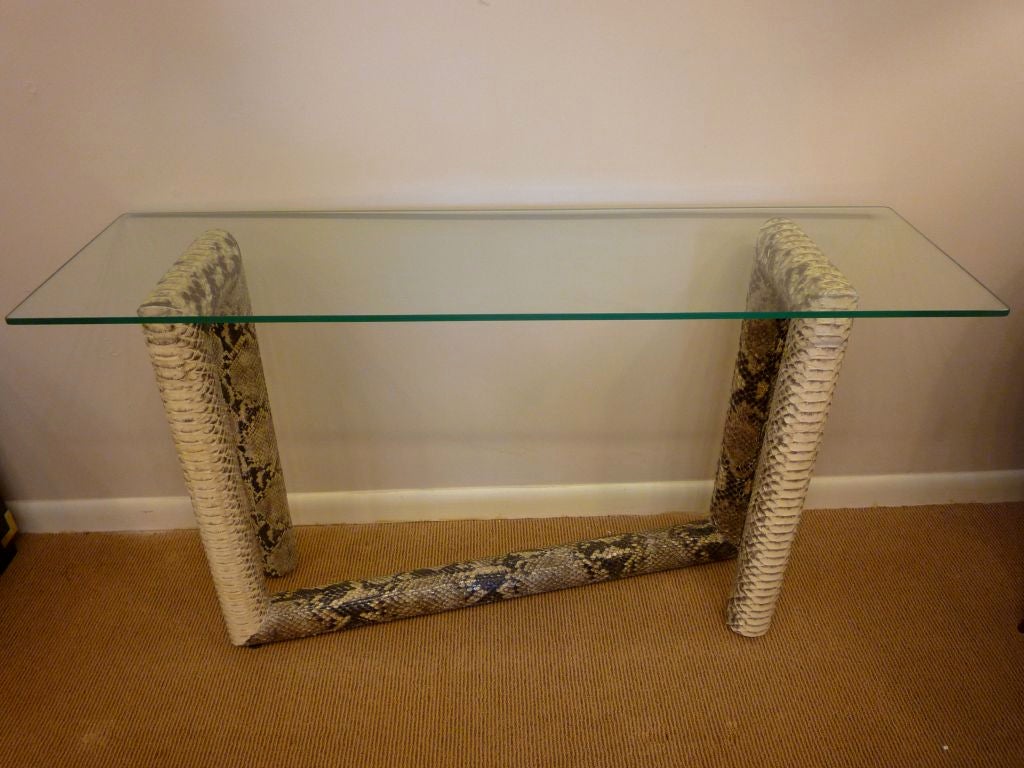 Rare Python Snake and Glass Console Table For Sale at 1stDibs