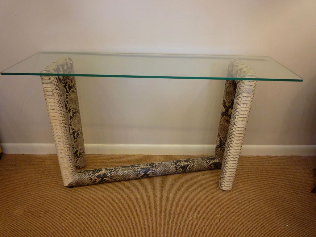 Rare Python Snake and Glass Console Table For Sale at 1stDibs