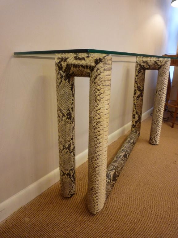Rare Python Snake and Glass Console Table For Sale at 1stDibs