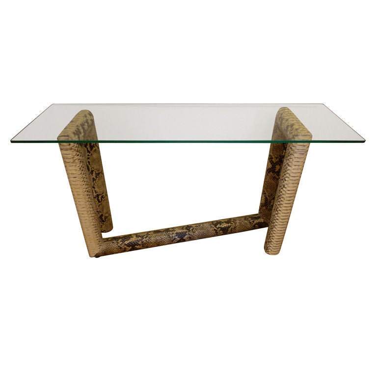Rare Python Snake and Glass Console Table For Sale at 1stDibs