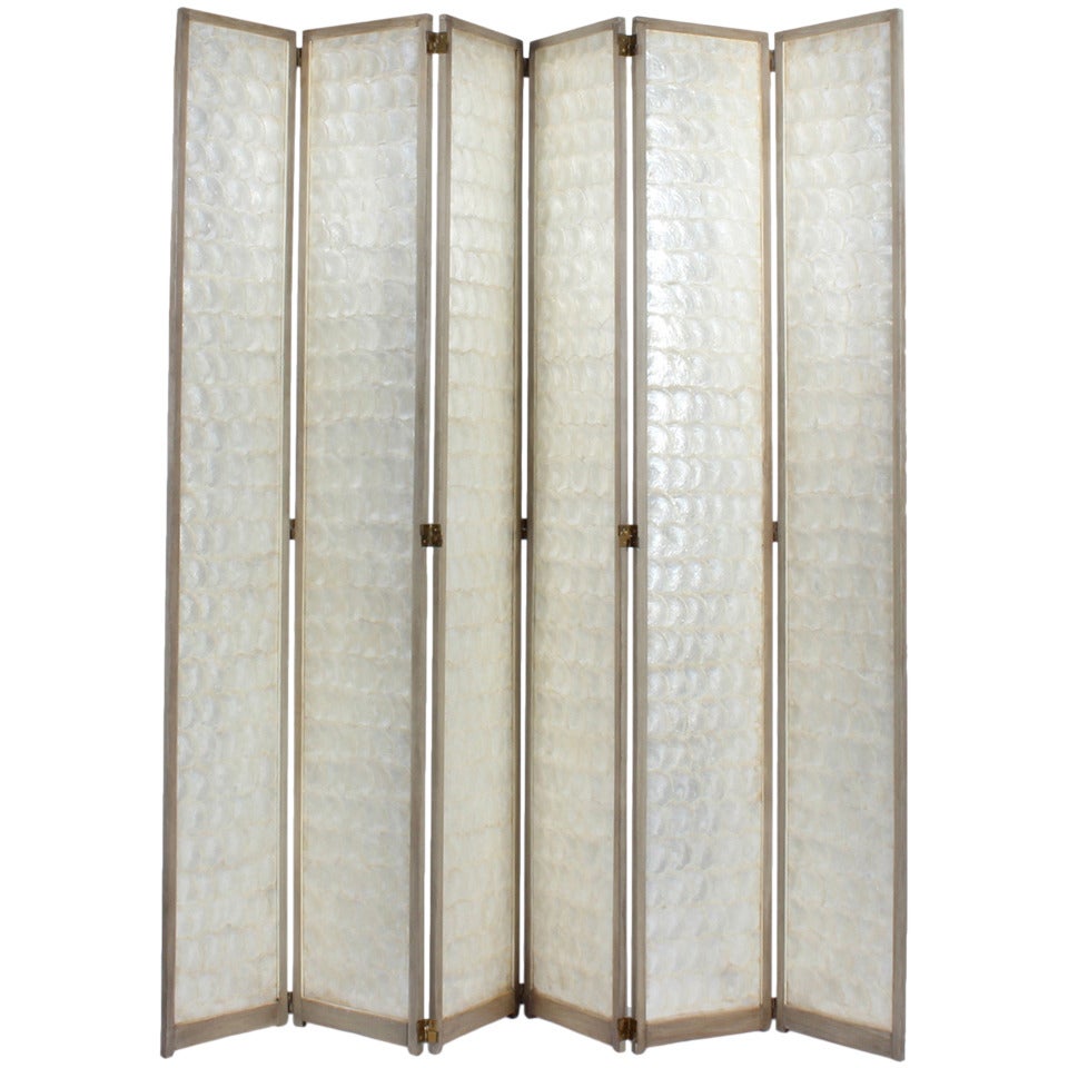 Early to Mid-20th Century Six-Panel Capiz Folding Screen at 1stDibs